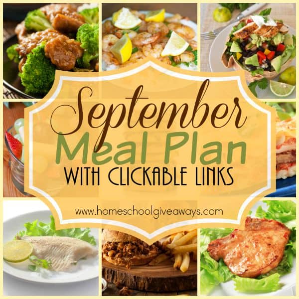 September Menu Plan with Clickable Links 