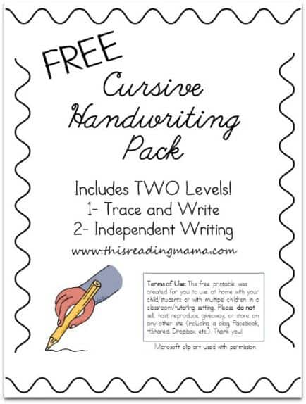 FREE Printable Cursive Handwriting Sheets