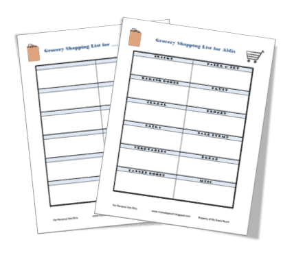 Freebie- Grocery Shopping List Organizer