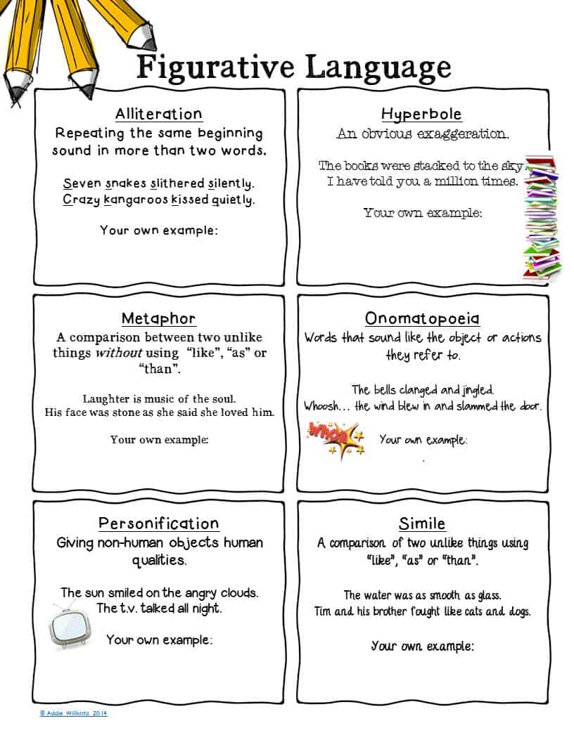 FREE Poetry Terms Printable For Middle School And High School