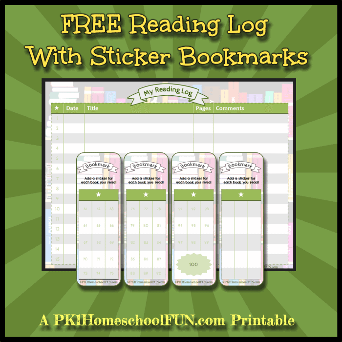 Free Reading Log & Sticker Bookmarks