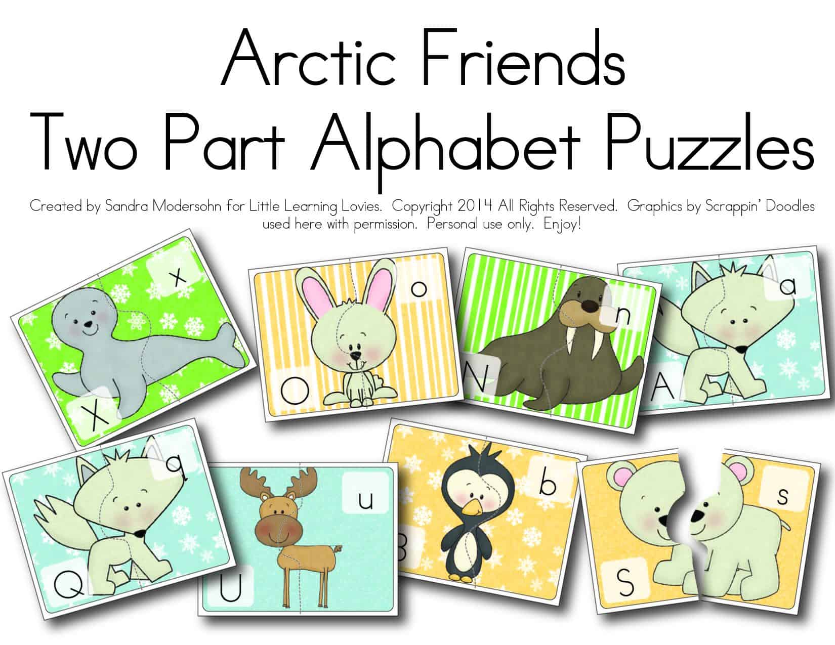 FREE Printable Arctic Friends Alphabet Puzzles