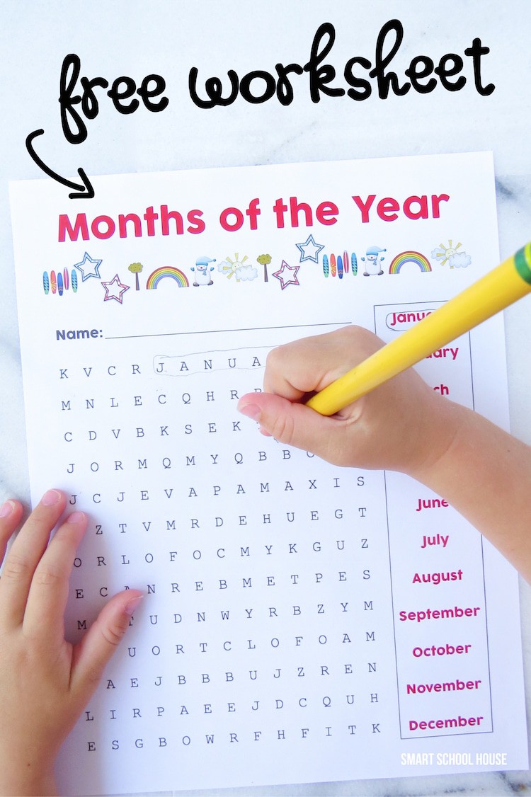 FREE Months of the Year Word Search