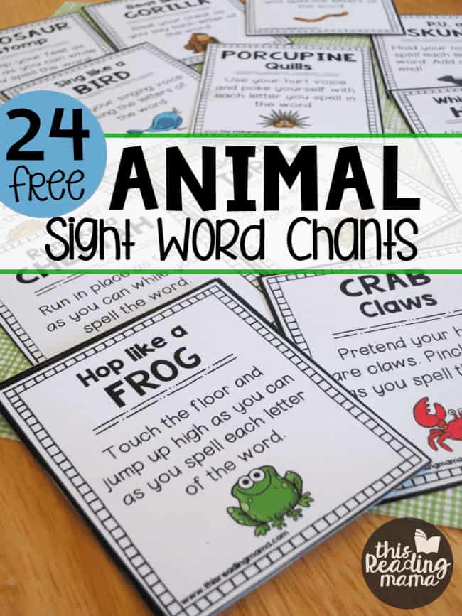 24 FREE Animal Sight Word Chants