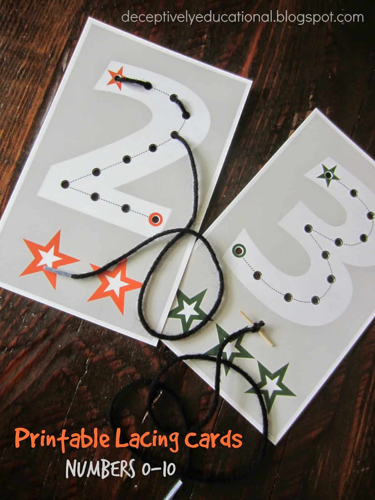 FREE Printable Lacing Cards Numbers 0 10 Homeschool Giveaways