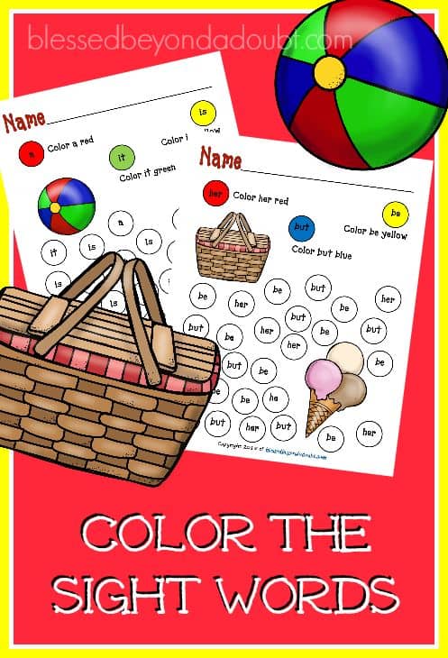 FREE Color the Sight Words Printables