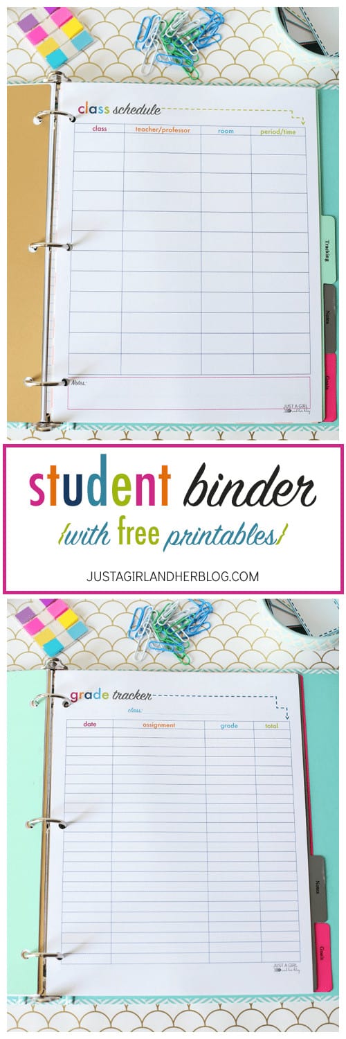 Printable Student Binder with FREE Printables
