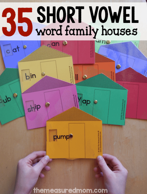 FREE Printable Vowel Word Family Houses