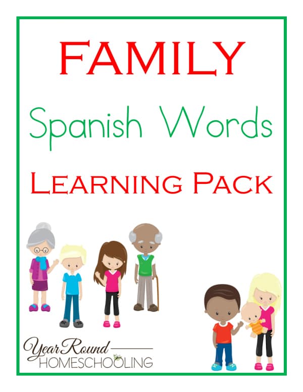 Free Spanish Family Words Learning Pack