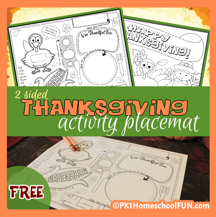 FREE Thanksgiving Activity Placemat