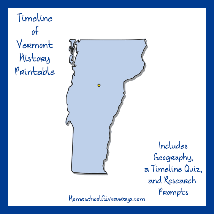 FREE Vermont State History Printable