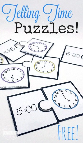 FREE Printable Telling Time Puzzles