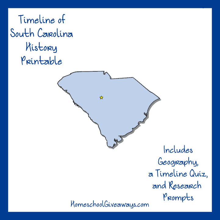 FREE South Carolina State History Printable