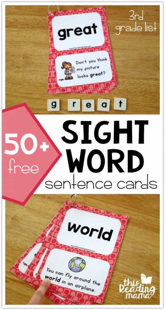 FREE Printable Sight Word Sentence Cards