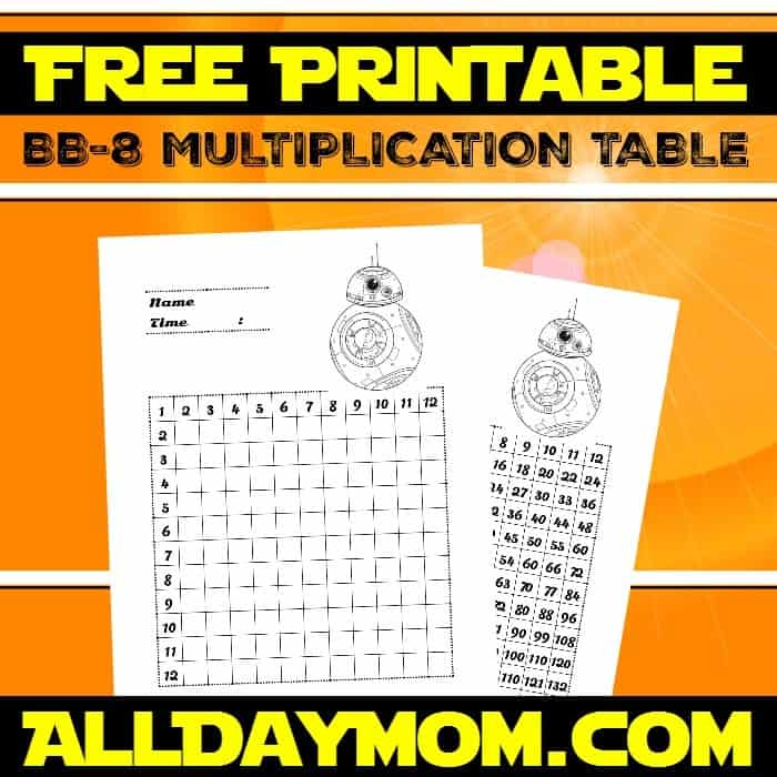 FREE Printable BB-8 Multiplication Table