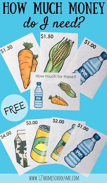 FREE Printable Grocery Task Cards Money Game
