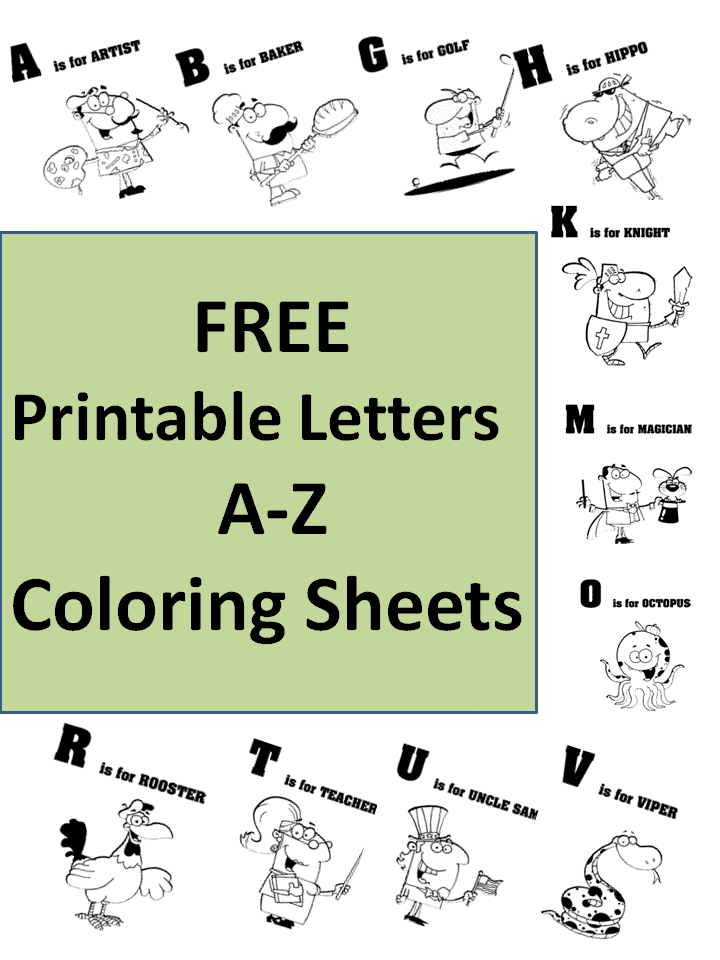 FREE Printable A-Z Coloring Sheets