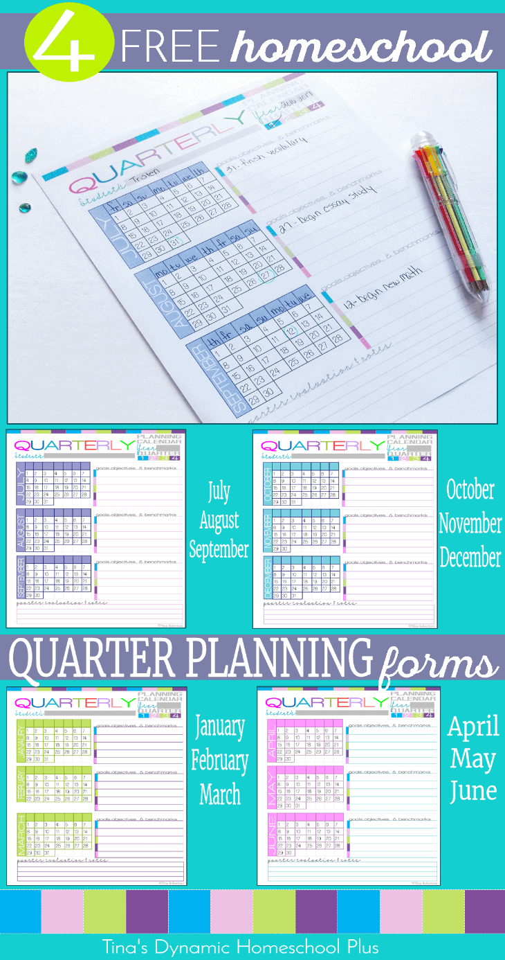 4 FREE Printable Quarterly Homeschool Planning Forms