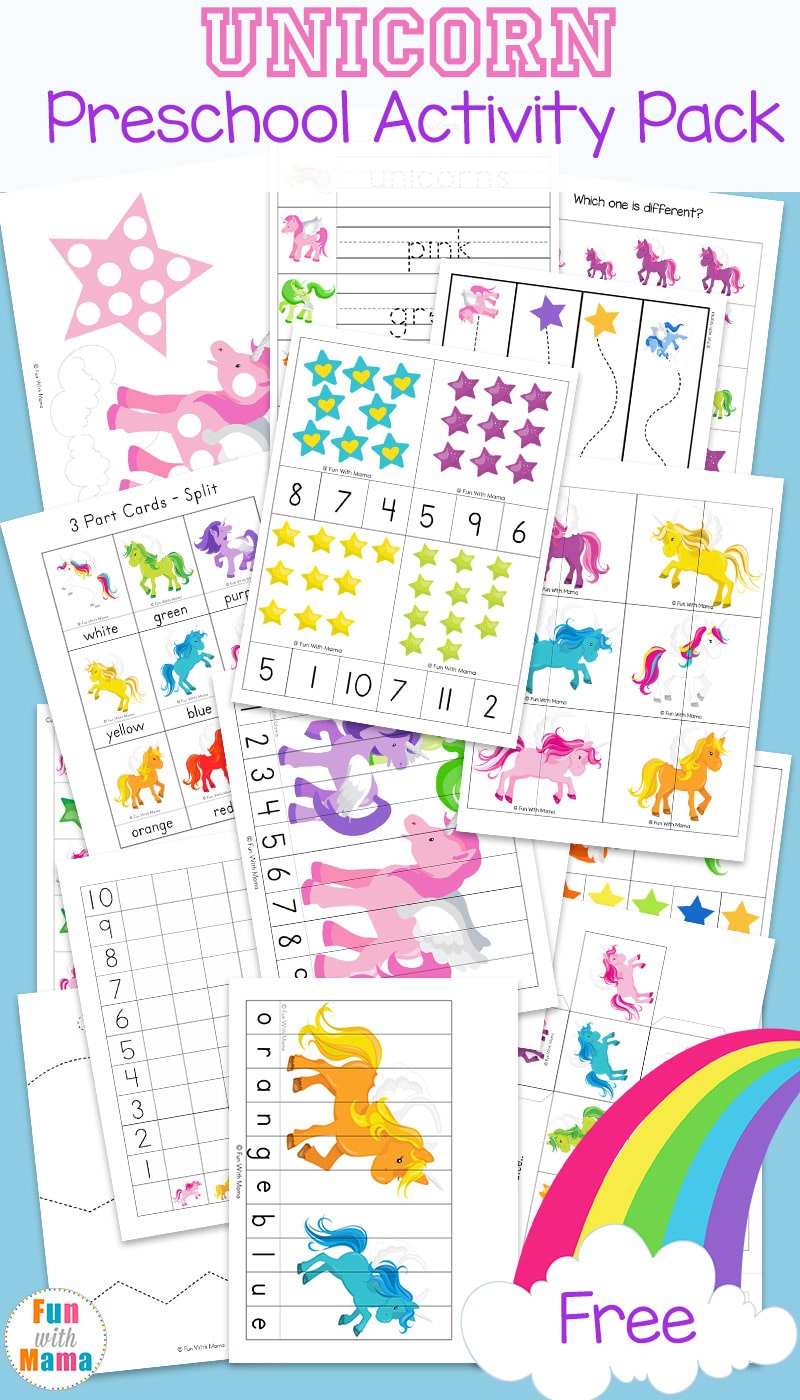 FREE Unicorn Preschool Activity Pack