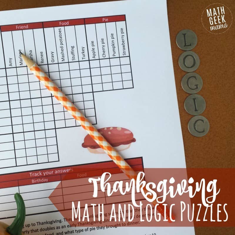 FREE Thanksgiving Math Logic Puzzles
