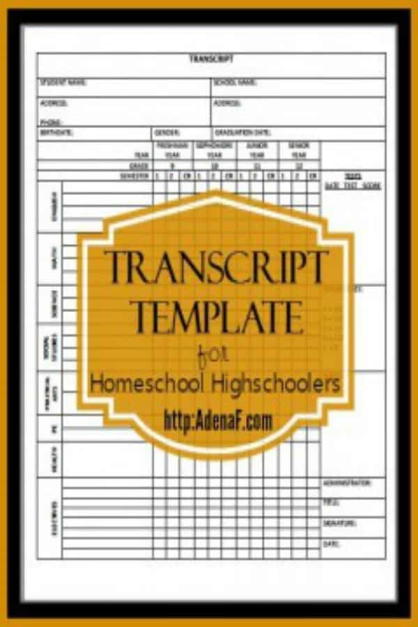 FREE Printable High School Homeschool Transcript Template