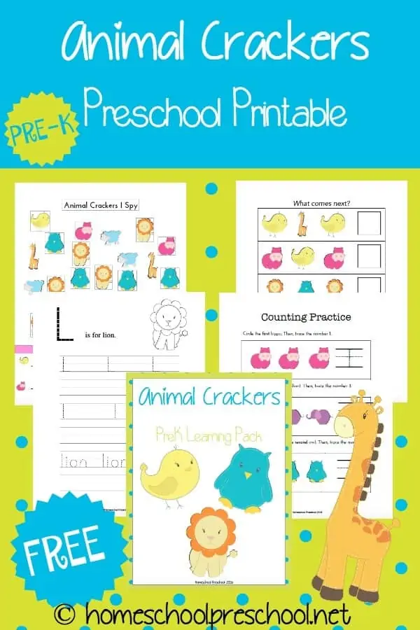 FREE Animal Crackers Preschool Printables