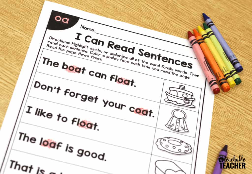 FREE Phonics Sentence Activities