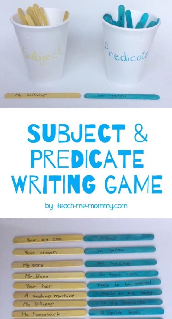 FREE Subject and Predicate Writing Game