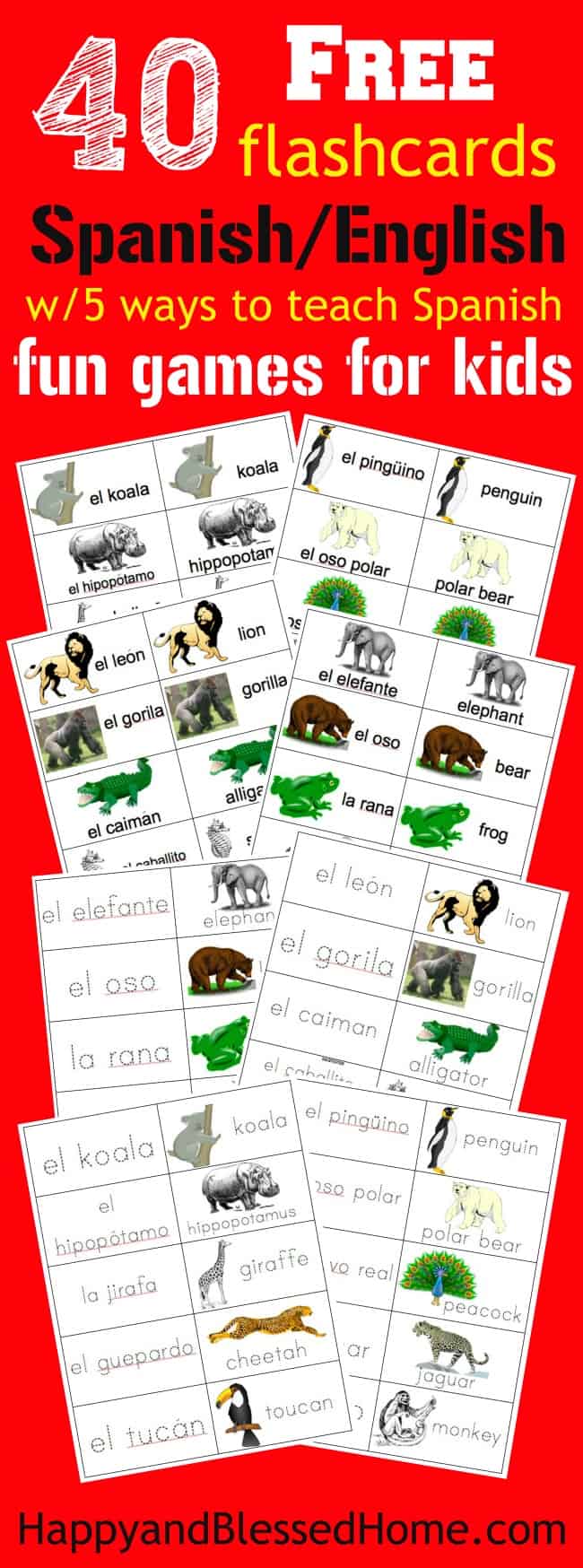 40 FREE Spanish-English Flashcards and Games for Kids