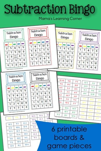 FREE Subtraction Bingo Game