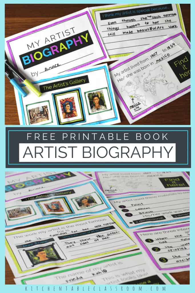 FREE Printable Famous Artist Biography Book