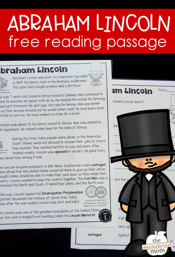 FREE Reading Passage for Abraham Lincoln