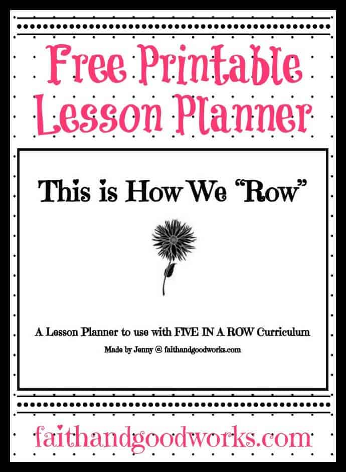 FREE Printable Five in a Row (FIAR) Planner