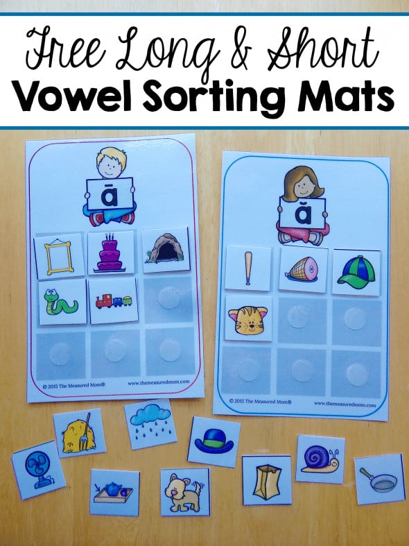 FREE Printable Short and Long Vowel Sorting Mats