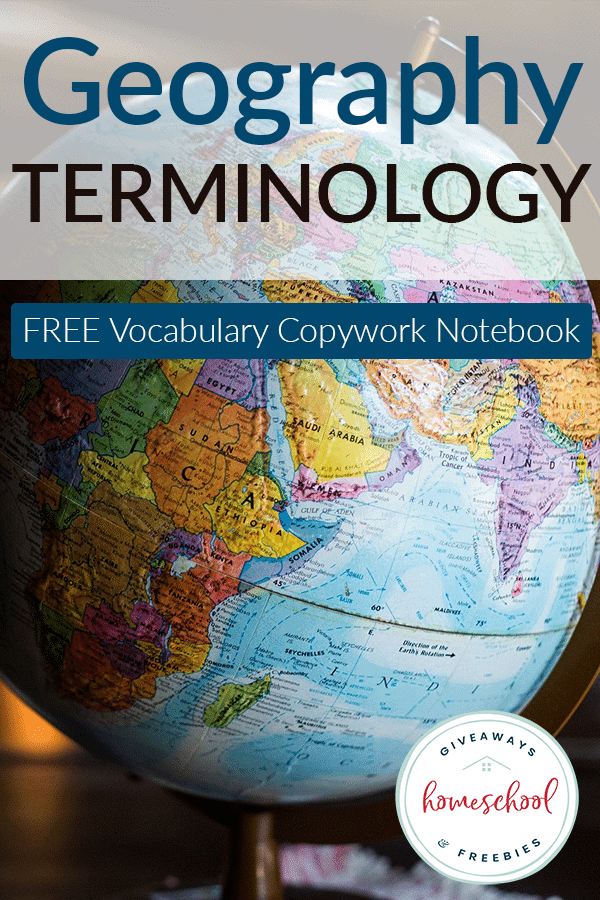 45-Page Geography Terminology Copywork Notebook
