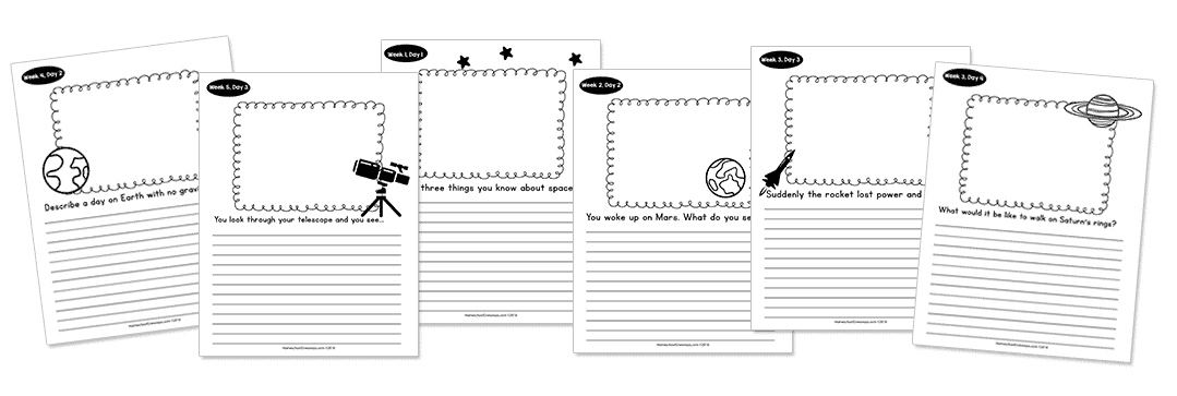 FREE Space Themed Writing Prompts Packs (Beginner & Elementary)