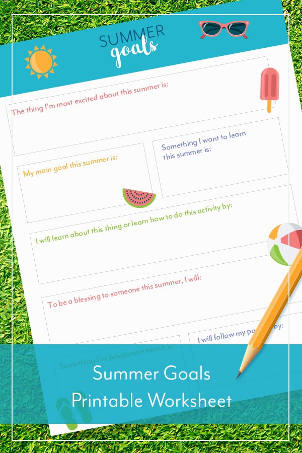 Summer Goals Printable Worksheet