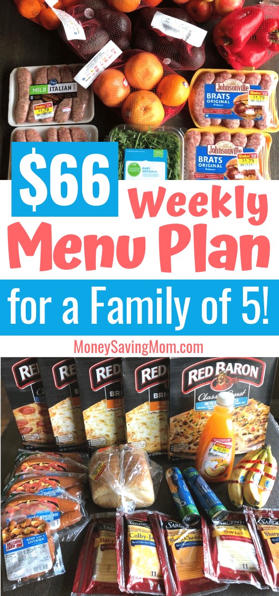 Weekly Menu Plan for a Family of 5 for Less than $70