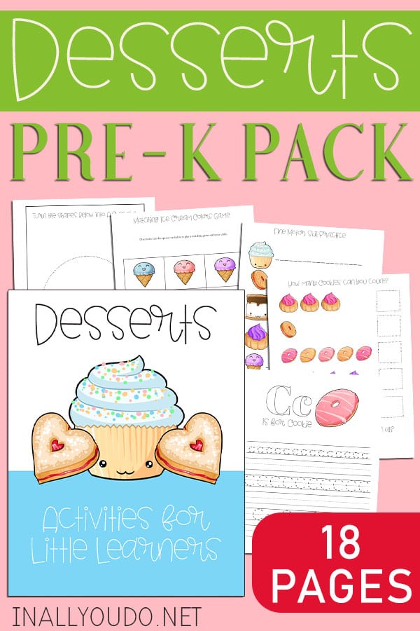FREE Printable Desserts Activity Pre-K Pack