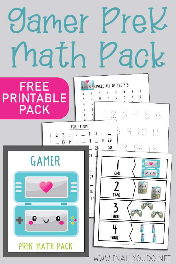FREE Pre-K Math Pack – Gamer Theme