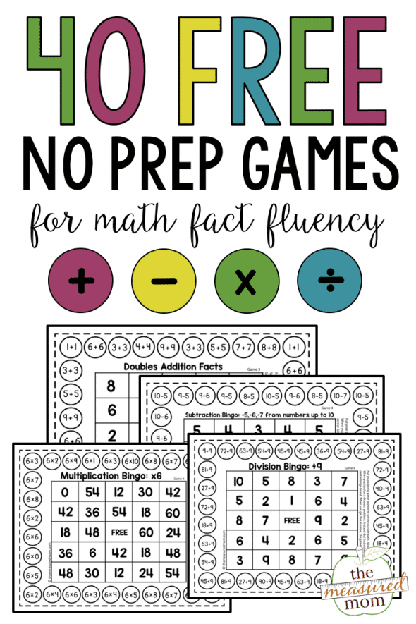 Tons of FREE No Prep Games for Math Fact Fluency