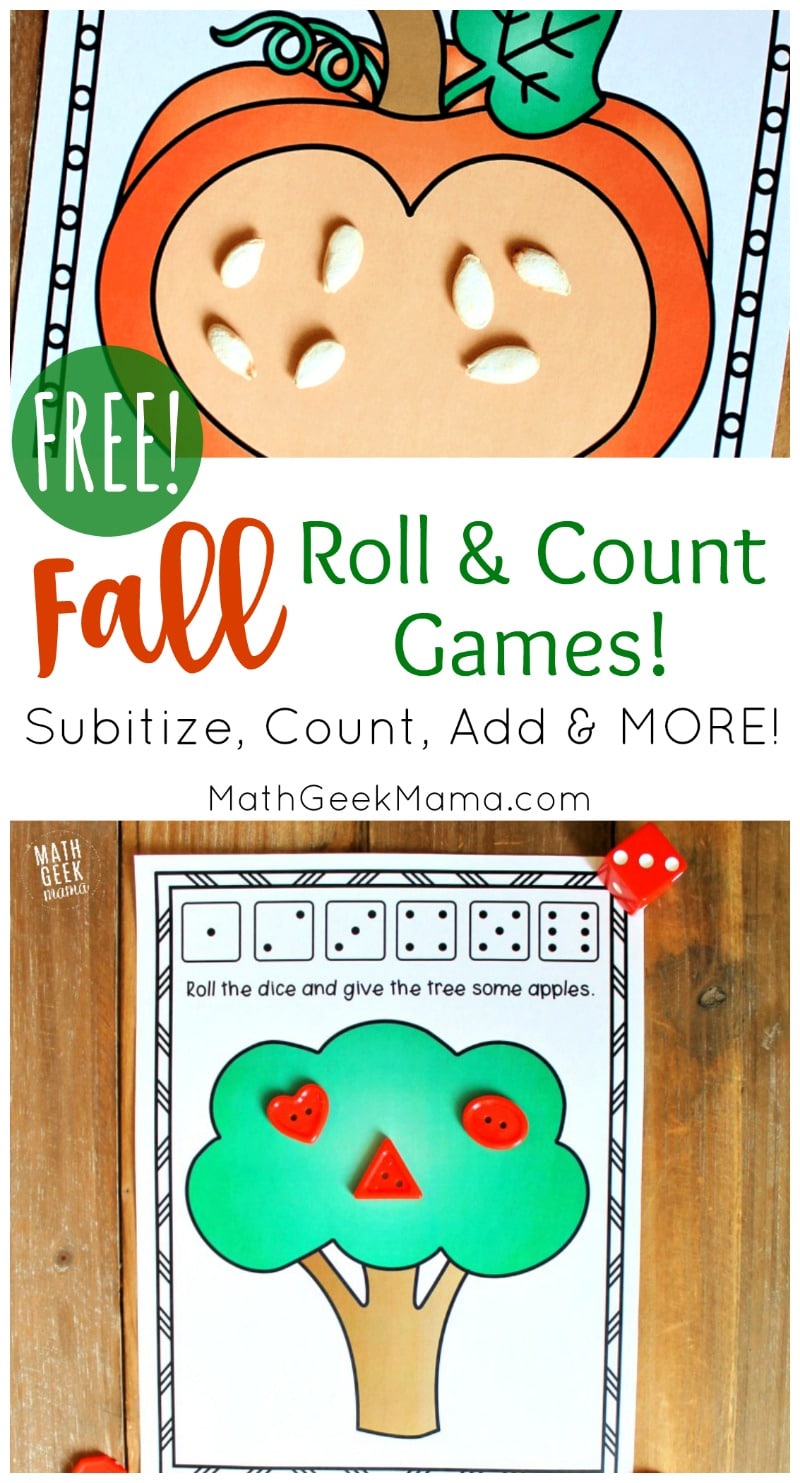 FREE Printable Roll & Count Games for the Kids in the Fall