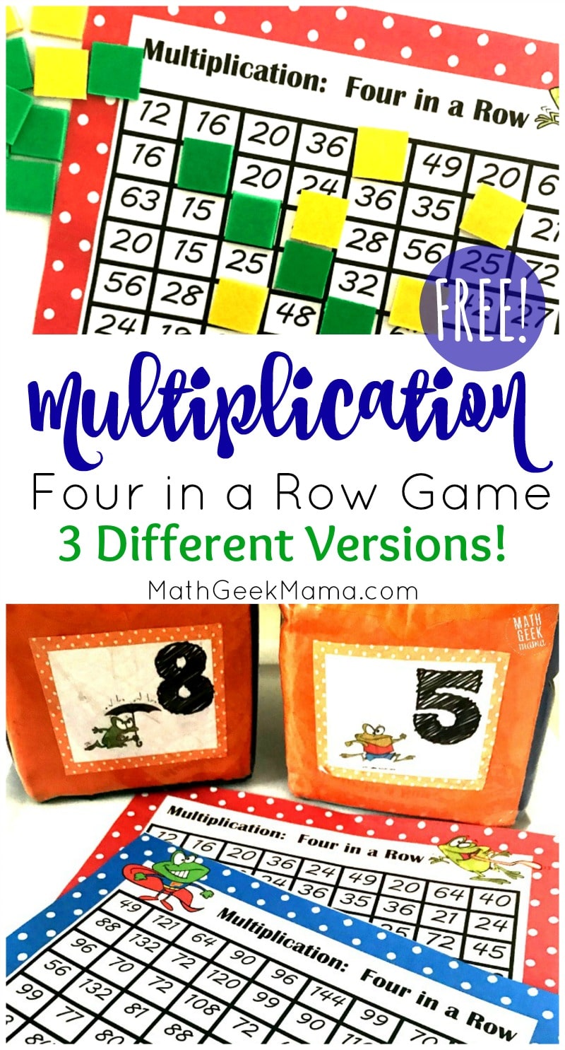 FREE Printable Four in a Row Multiplication Facts Game