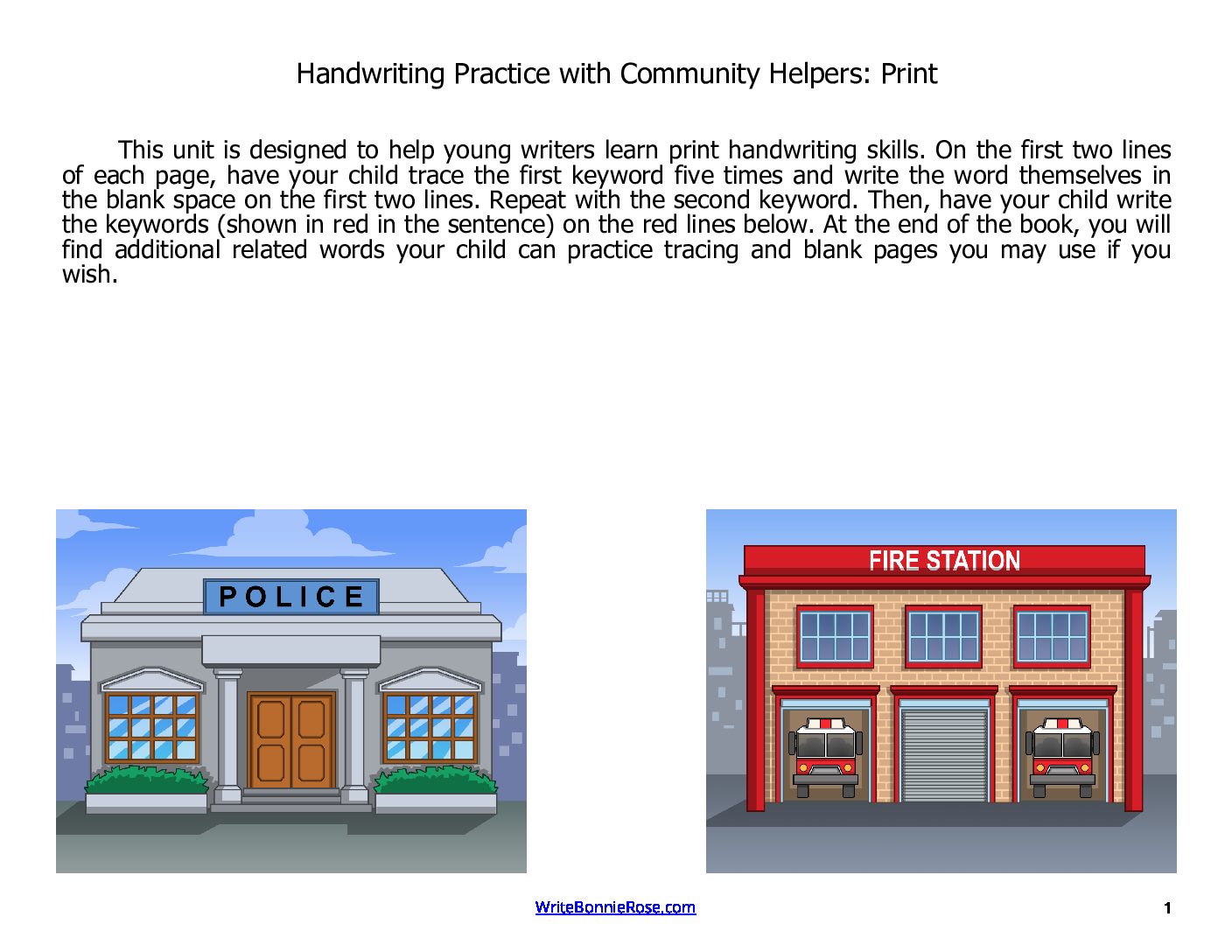 Handwriting Practice Community Helpers Print - Homeschool Giveaways