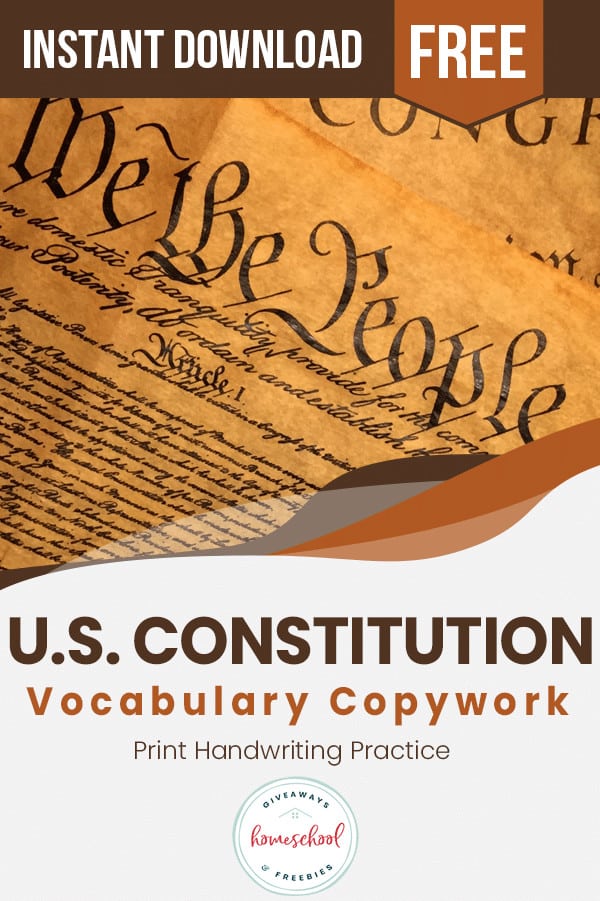 FREE U.S. Constitution Vocabulary | Handwriting Worksheets