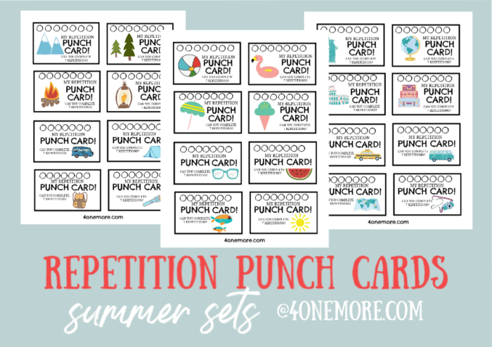 Summer Repetition Punch Cards FREEBIE
