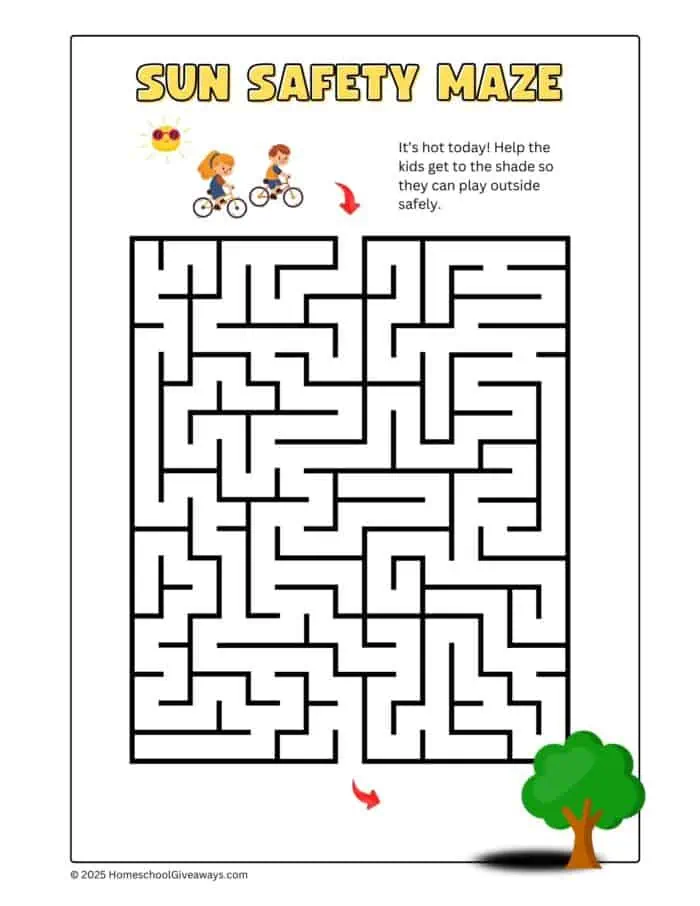 Sun Safety Worksheets for Kids to Safe in the Sun