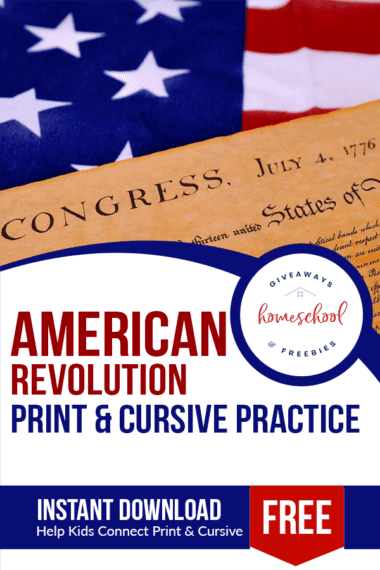 FREE American Revolution Print & Cursive Practice