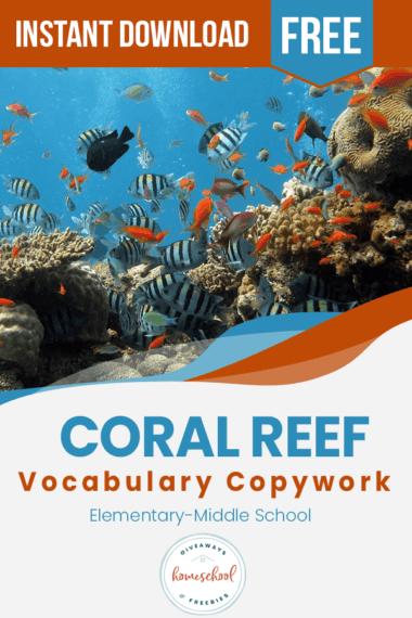 FREE Coral Reef Vocabulary Copywork