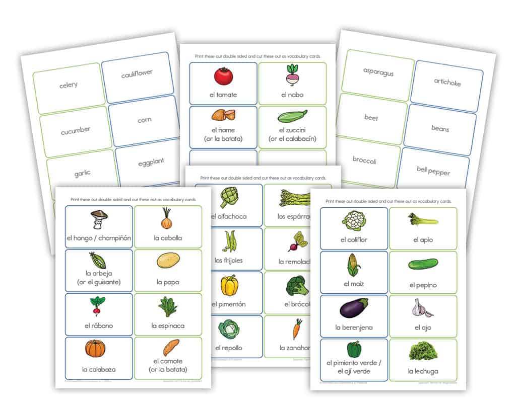 Learn Vegetables in Spanish + Free Spanish Flashcards
